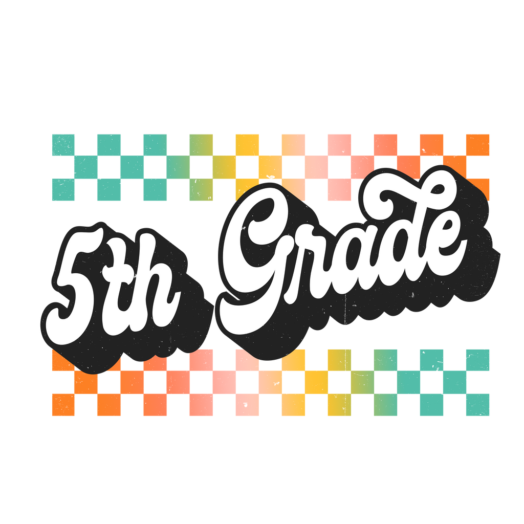 Bright Checkered PreK-5th Grade DTF Transfer | My Vinyl Craft