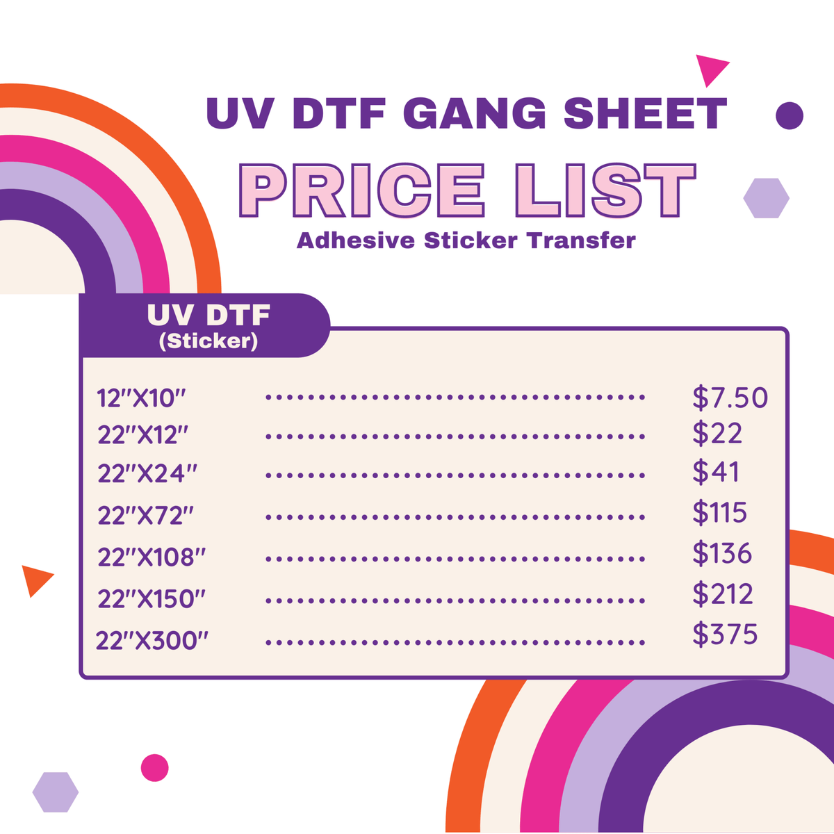 Custom UV DTF Gang Sheet 3-5 Business Day Turn Around Time. – My Vinyl ...