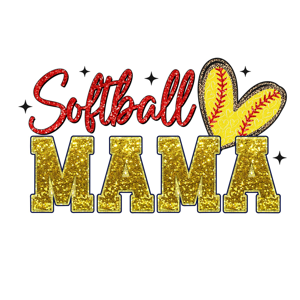 Glitter Softball Mama DTF Transfer | My Vinyl Craft