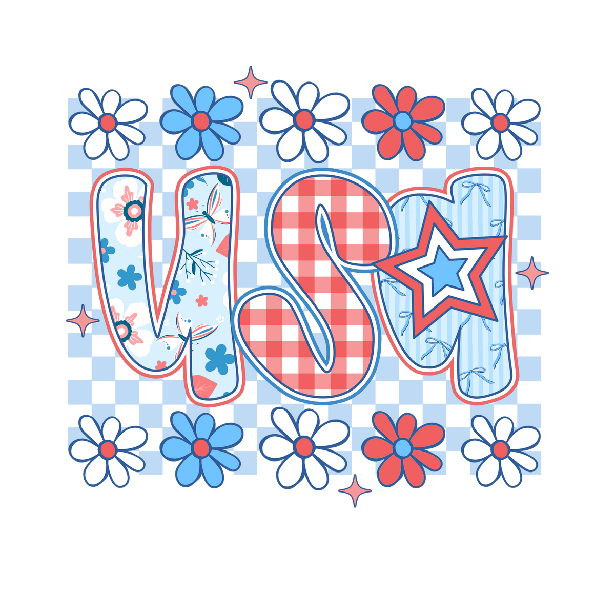 Preppy Checkered USA DTF Transfer – My Vinyl Craft