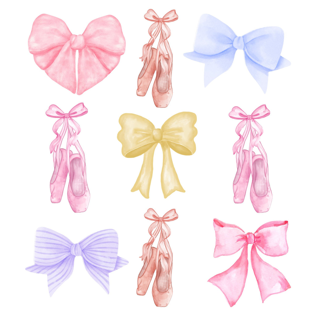 Pastel Dance Bows DTF Transfers- DN3 – My Vinyl Craft