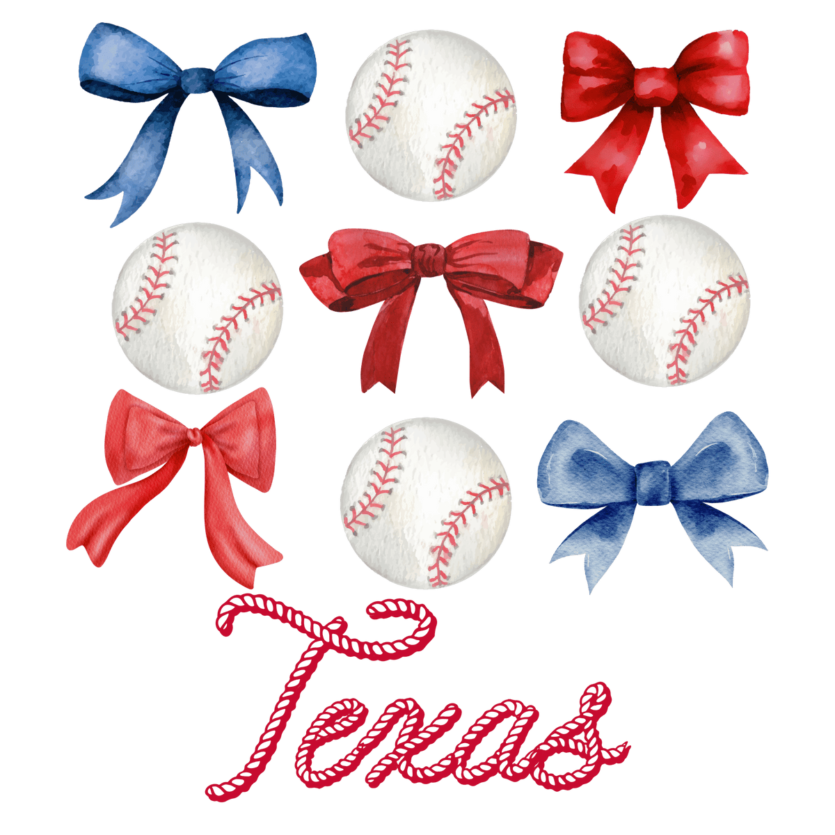 R8 - Baseball Texas Bow DTF Transfer – My Vinyl Craft
