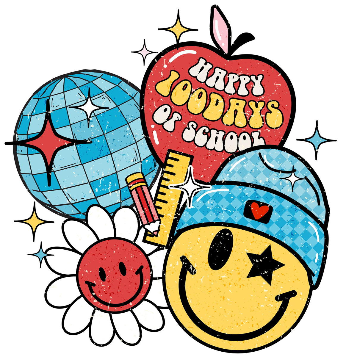 100 days Disco Blue DTF Transfer – My Vinyl Craft